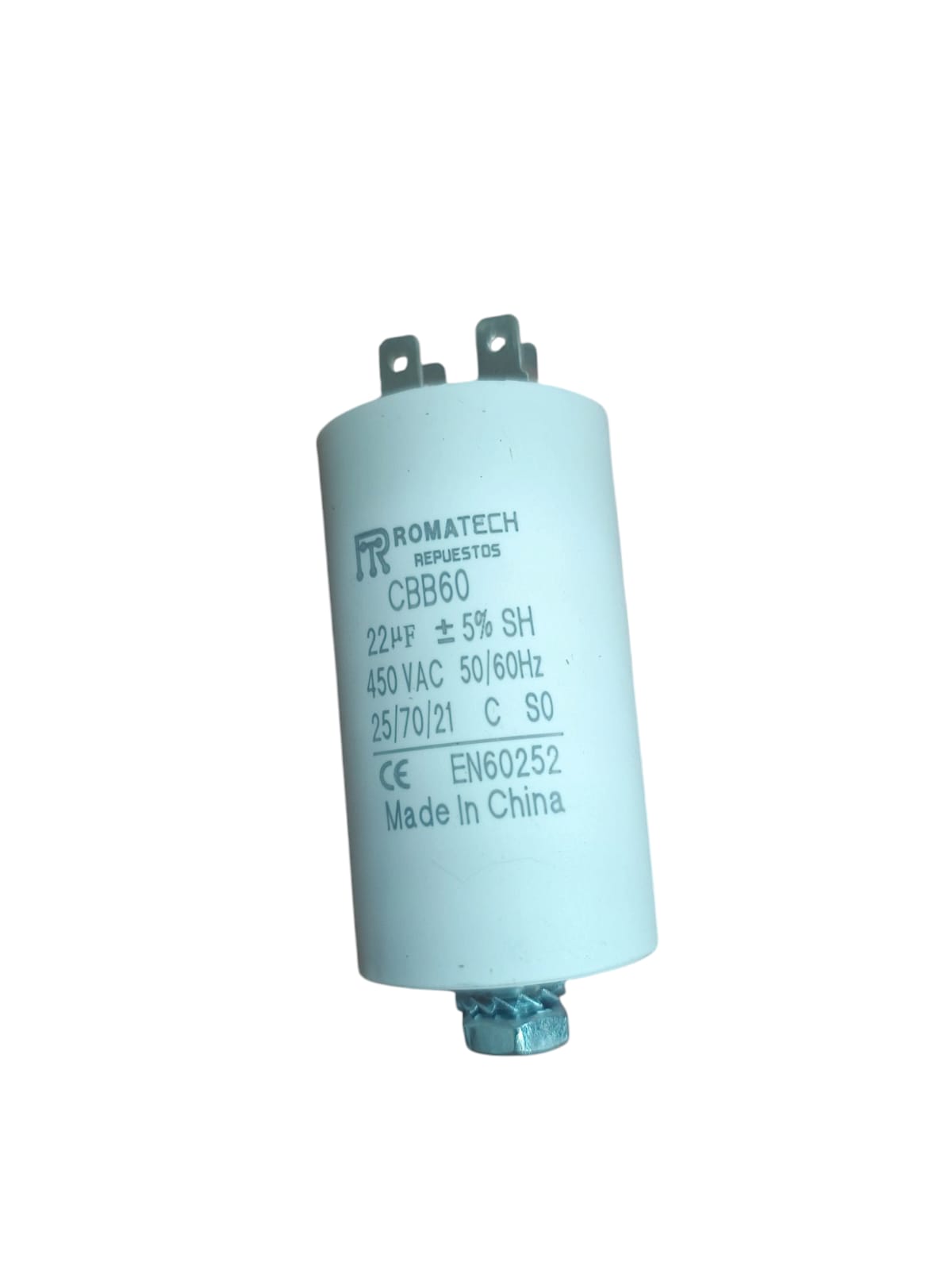 Capacitor 22 MF 450 V 50 - 60 HZ Plástico Con Tuerca - MELREP